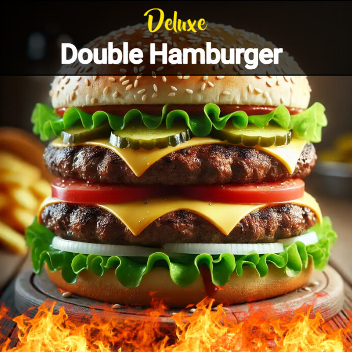 Modèle Double burger deluxe hamburger instagram ad | PosterMyWall