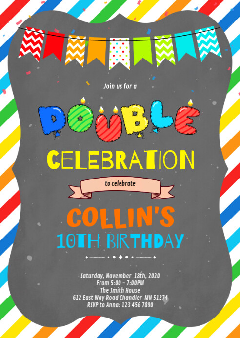Copy of Double celebration birthday party invitation | PosterMyWall