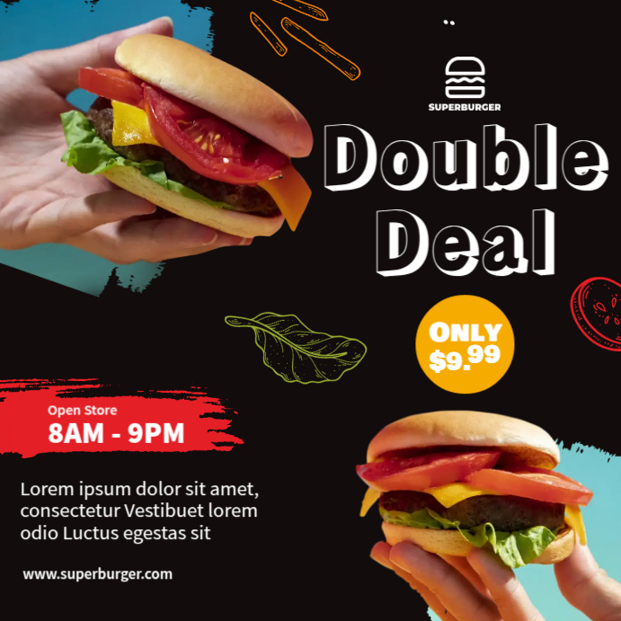 Double Deal Burger Template | PosterMyWall