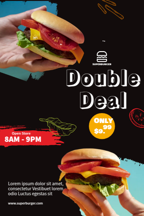 Double Deal Burger poster Template | PosterMyWall