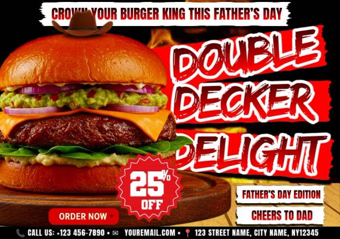 Double Decker Delight – Father’s Day Burger Special Template | PosterMyWall