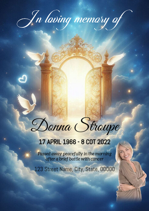 Dove & sky funeral template | PosterMyWall