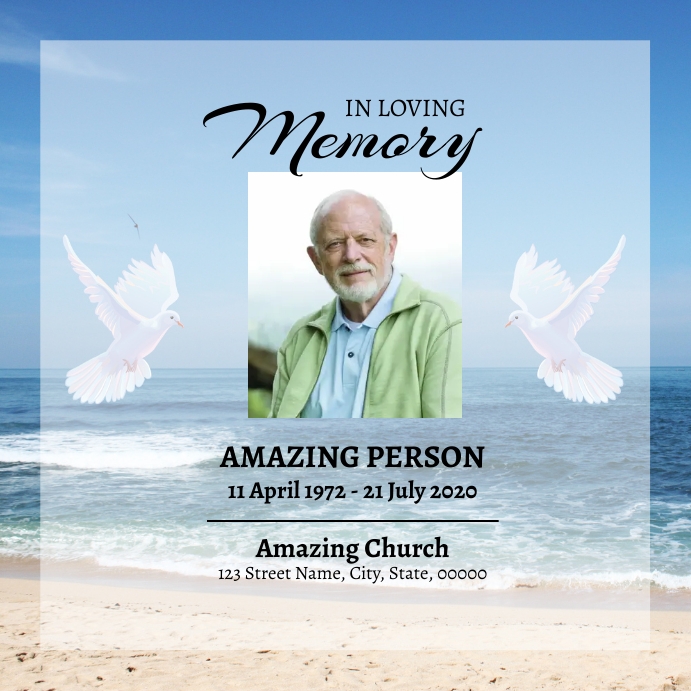 Dove and sky Funeral Instagram post templat Template | PosterMyWall