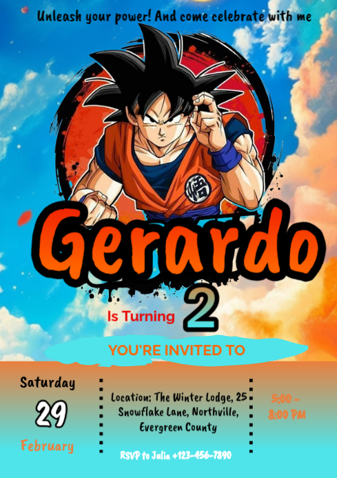 Dragon Ball, Dragon Ball Z, y Dragon Ball Super Goku invitation ...