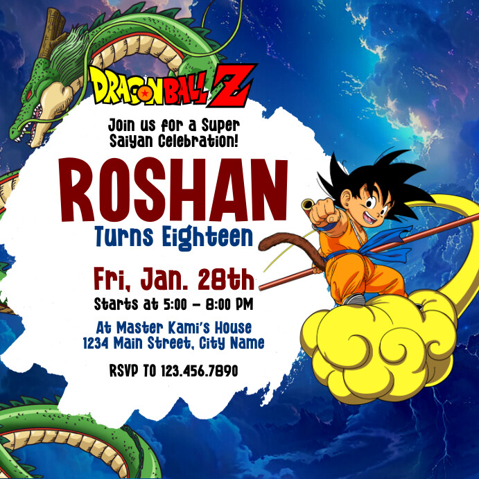 Dragon Ball Birthday Template | PosterMyWall