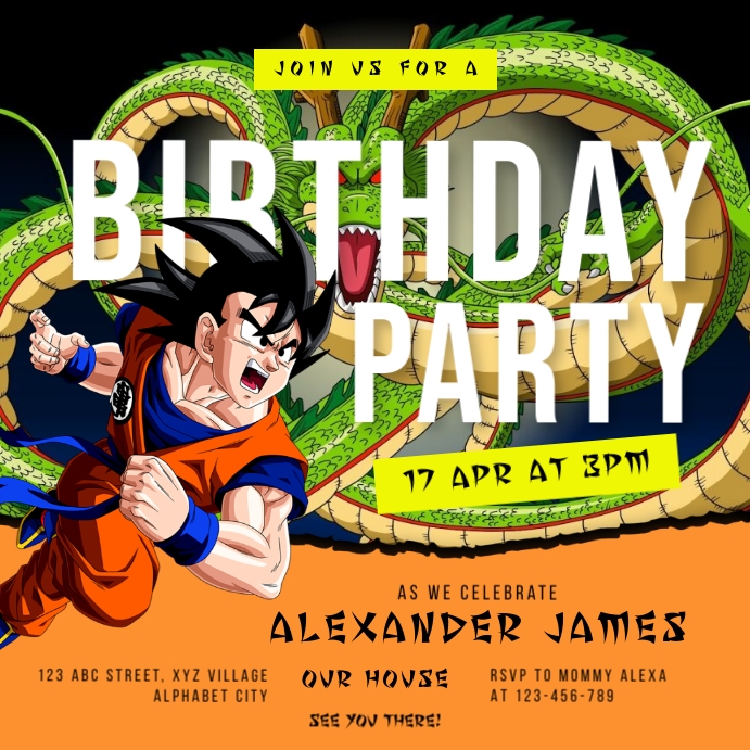 Dragon Ball Z Birthday Invitation (3) Template | PosterMyWall