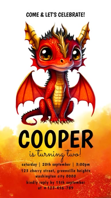 Dragon Birthday Invitation Template | PosterMyWall