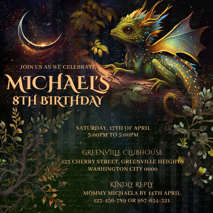 Dragon Birthday Invitation Template | PosterMyWall