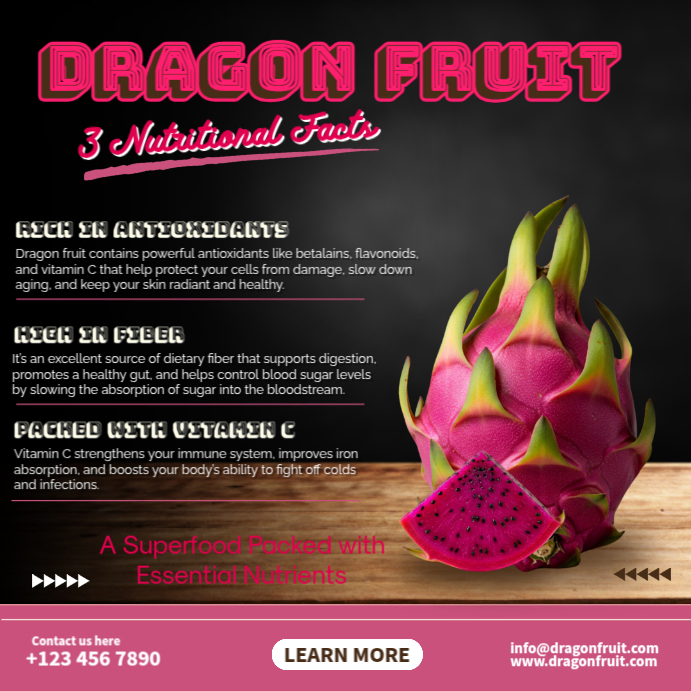 Plantilla de Dragon Fruit Nutrition Facts Poster | PosterMyWall