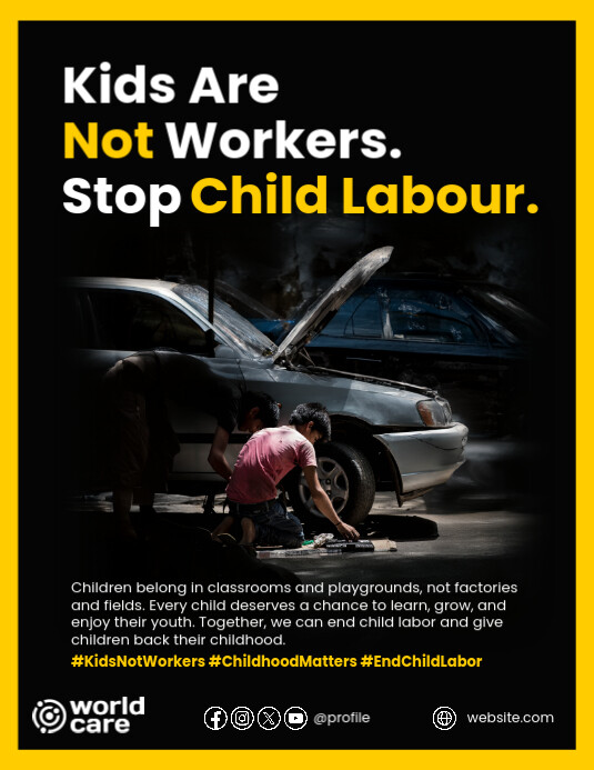 Dramatic Stop Child Labor Social Issues Flyer Ad (Us Letter) Modelo ...