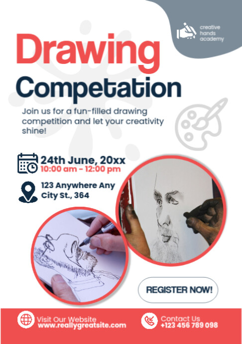 Drawing Competition Poster Template – School & Kids Art Contest Flyer ...