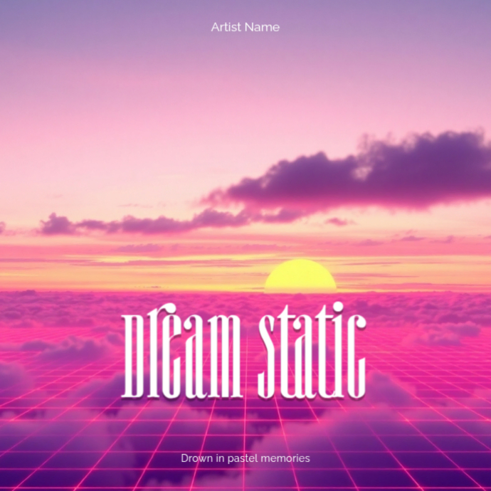 Dreamwave Neon Retro Sunset Album Art Template | PosterMyWall