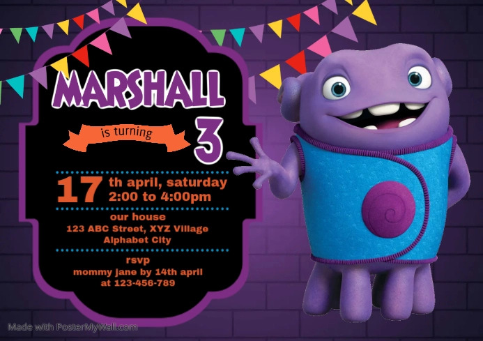 Copy of Dreamworks Home Birthday Invitation | PosterMyWall