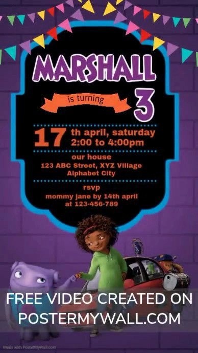 Copy of Dreamworks Home Birthday Invitation | PosterMyWall