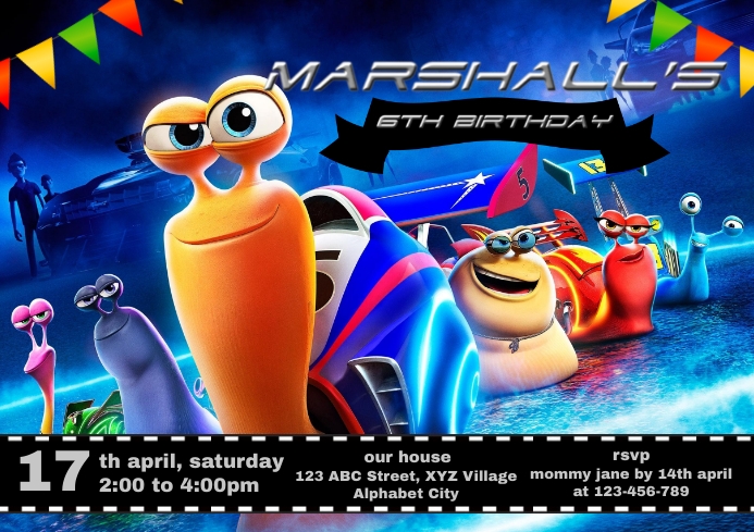 Copy of Dreamworks Turbo Birthday Invitation | PosterMyWall