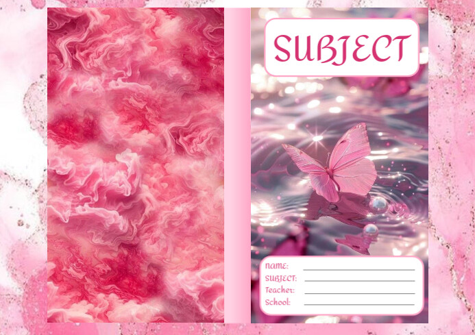 Dreamy Pink Marble and Nature Notebook Template | PosterMyWall