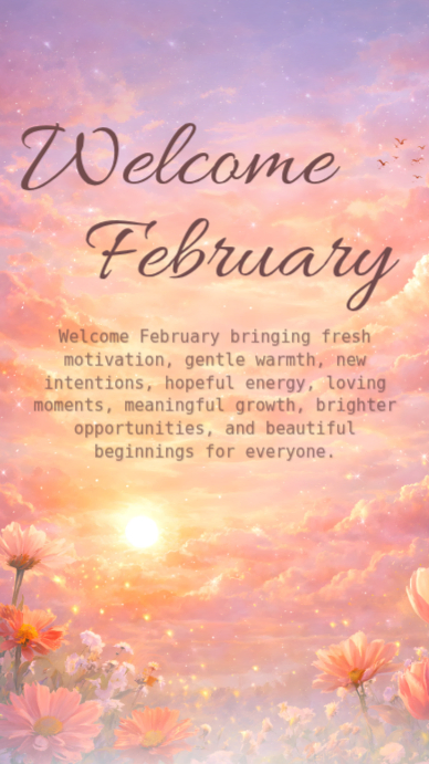 Dreamy Welcome February Sky Background with Soft Sunrise and Pastel ...
