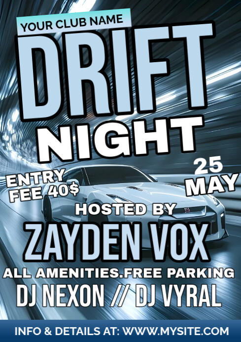 Plantilla de Drift Night A4 | PosterMyWall
