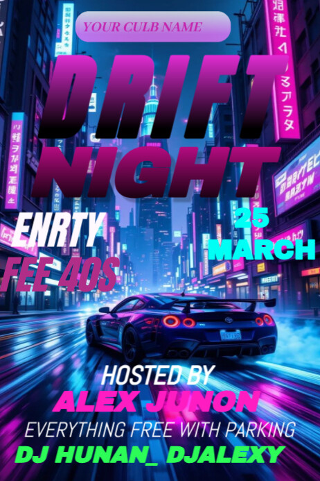 Drift Night Template | PosterMyWall