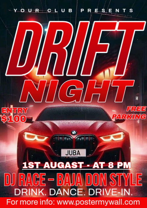 Drift Night Events Template | PosterMyWall