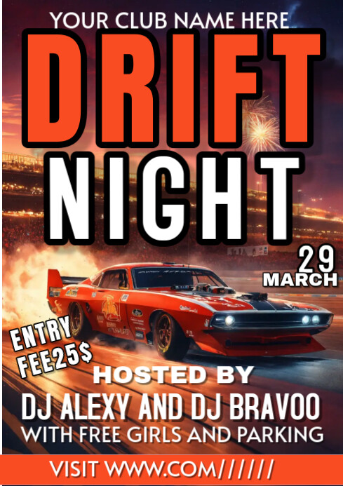 DRIFT NIGHT FLYER DESIGN Template | PosterMyWall
