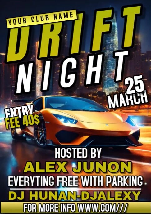 DRIFT NIGHT FLYER Template | PosterMyWall