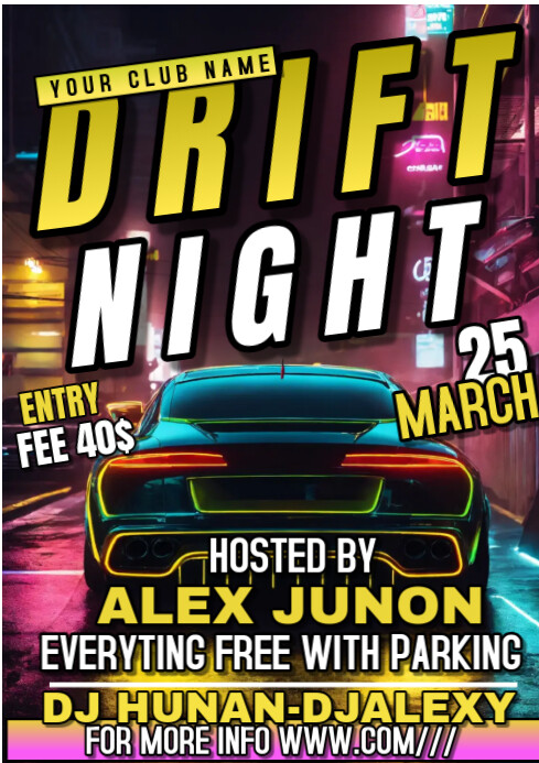 Plantilla de DRIFT NIGHT FLYER | PosterMyWall