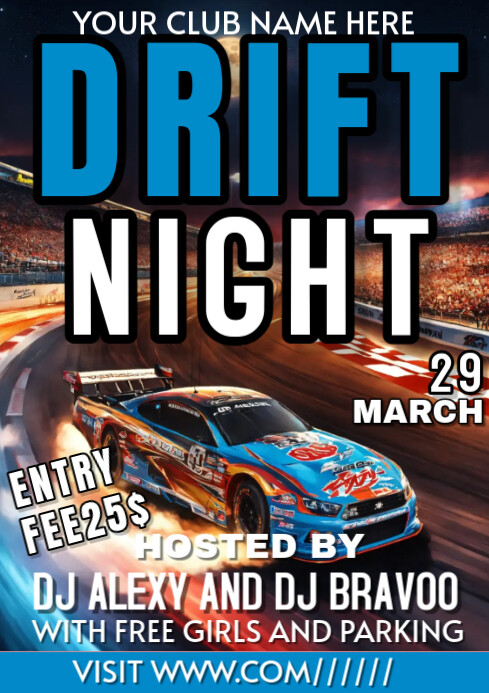 DRIFT NIGHT FLYER DESIGN Template | PosterMyWall