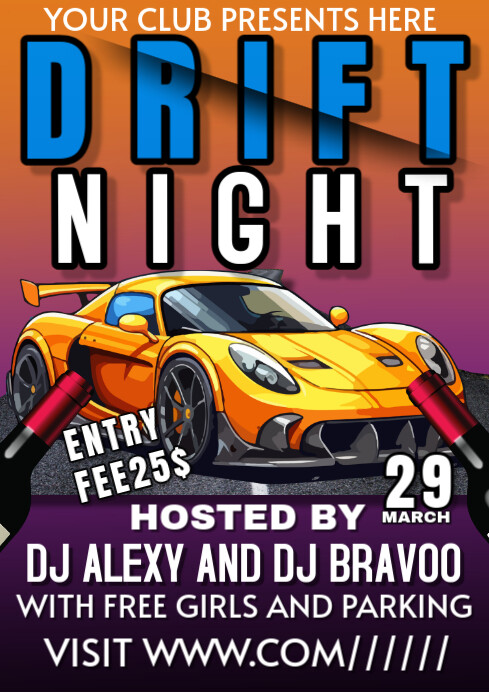 Plantilla de DRIFT NIGHT FLYER | PosterMyWall