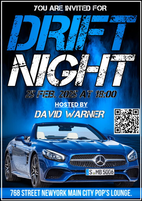 Copy of Drift Night invitation poster flyer template | PosterMyWall