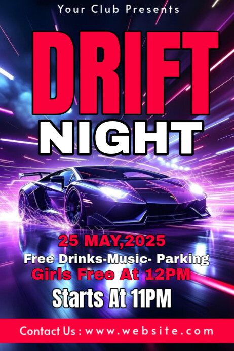 drift night party car show night party Template | PosterMyWall