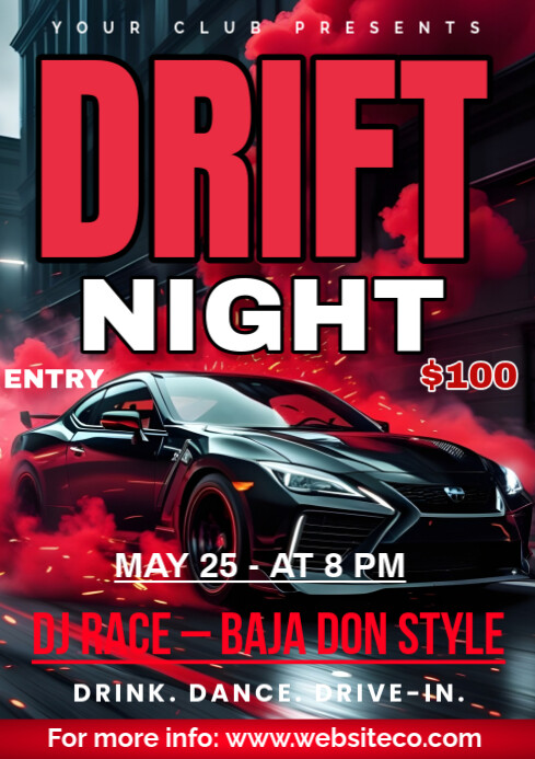 Drift Night post Template | PosterMyWall