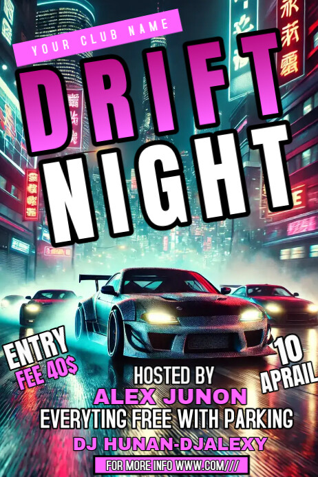 Plantilla de Drift Night Poster | PosterMyWall