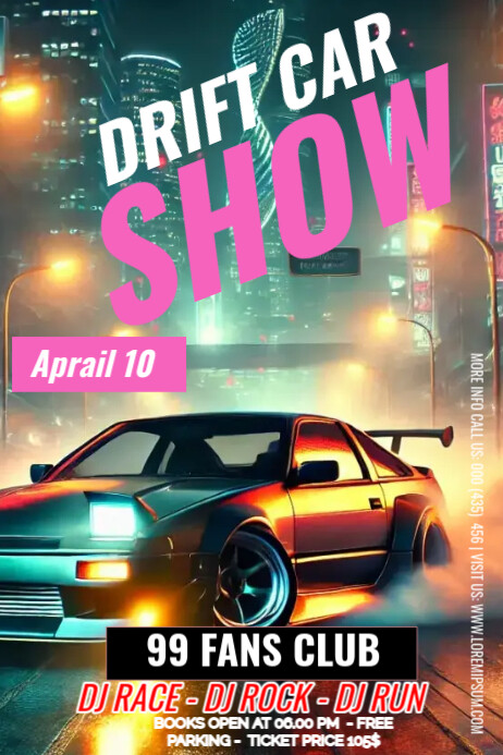 Drift Night Show Poster Template | PosterMyWall