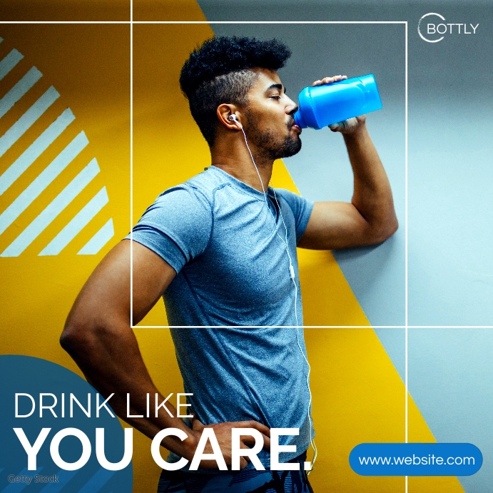 drink like you care modern minimal water bott Template | PosterMyWall