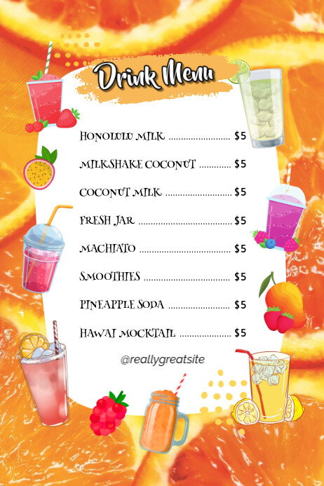 Drink Menu Templat | PosterMyWall