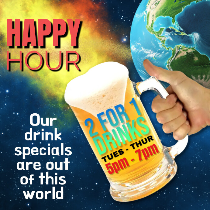 Drink Specials Happy Hour Instagram Ad Template | PosterMyWall
