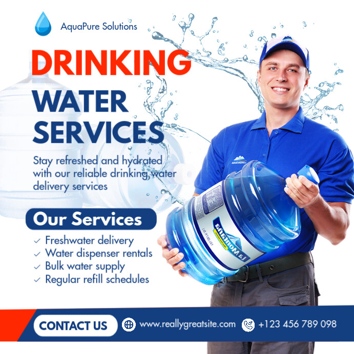 Drinking water delivery services poster template | PosterMyWall