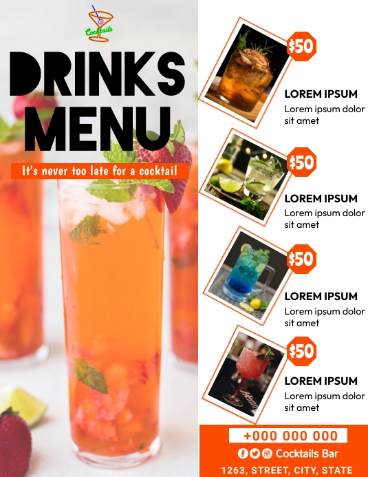 Drinks Menu Template | PosterMyWall