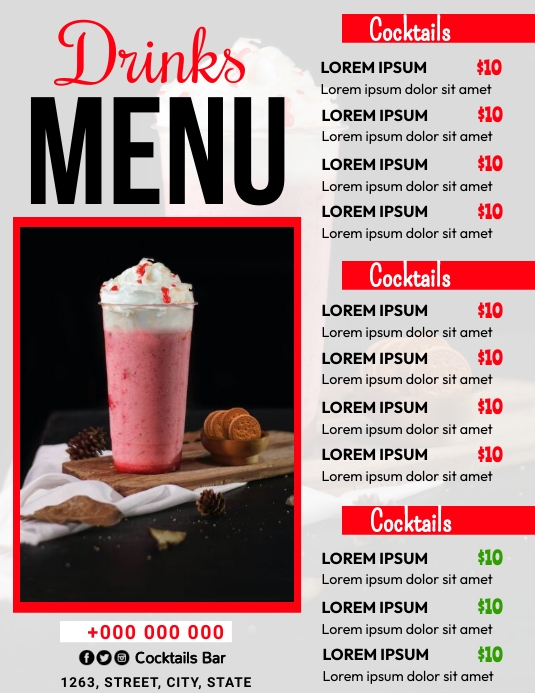 Drinks Menu Template | PosterMyWall