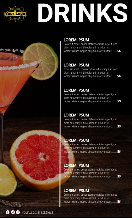drinks menu Template | PosterMyWall