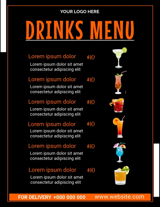 Copy of Drinks Menu | PosterMyWall