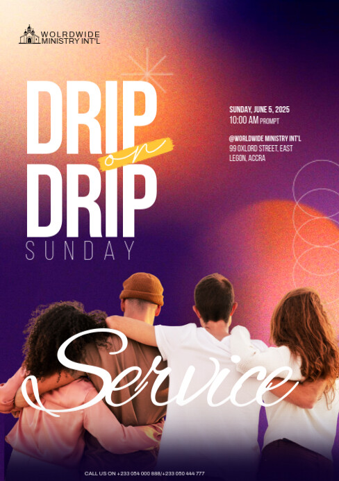 Drip down church service flyers template | PosterMyWall