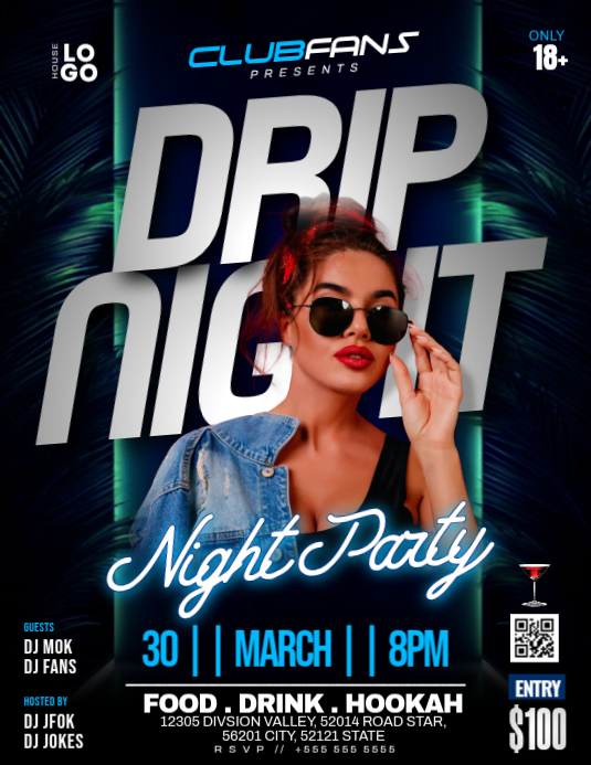 Drip Night Party Flyer Template | PosterMyWall