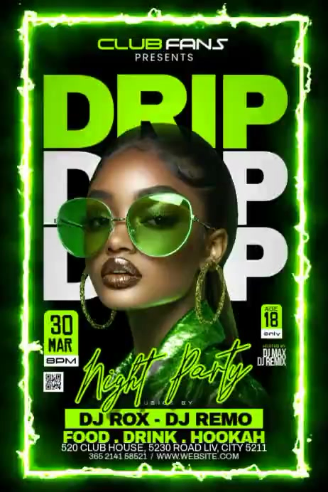 Drip Night Party Poster Video Template | PosterMyWall