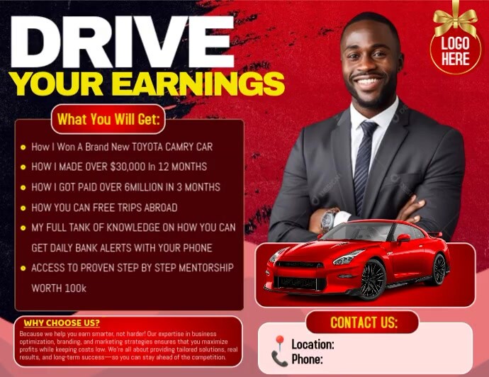 Drive Your Earnings Flyer Template | PosterMyWall