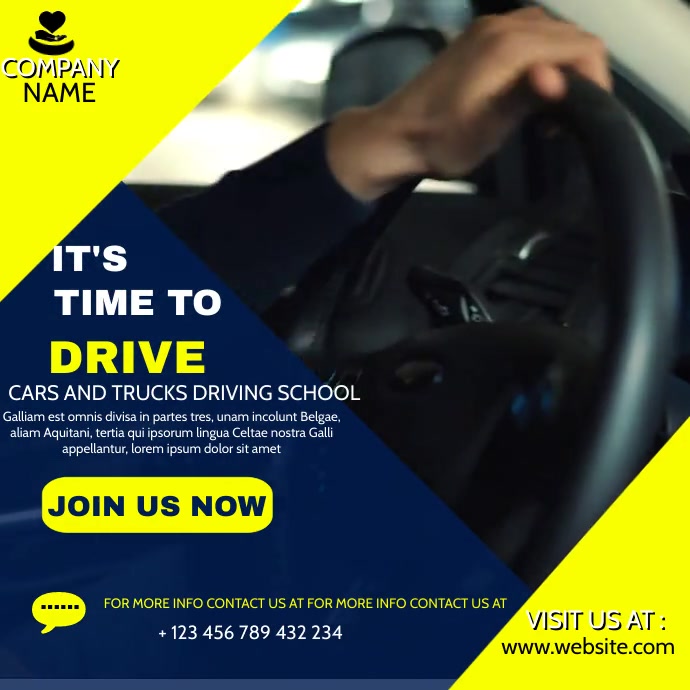 driving school banner video advertisement Template | PosterMyWall