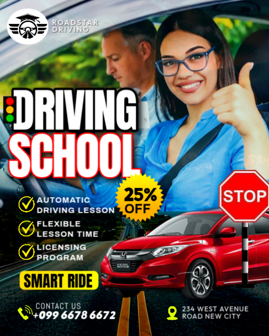 Plantilla de Driving School Driver Training Course Academy Institute ...