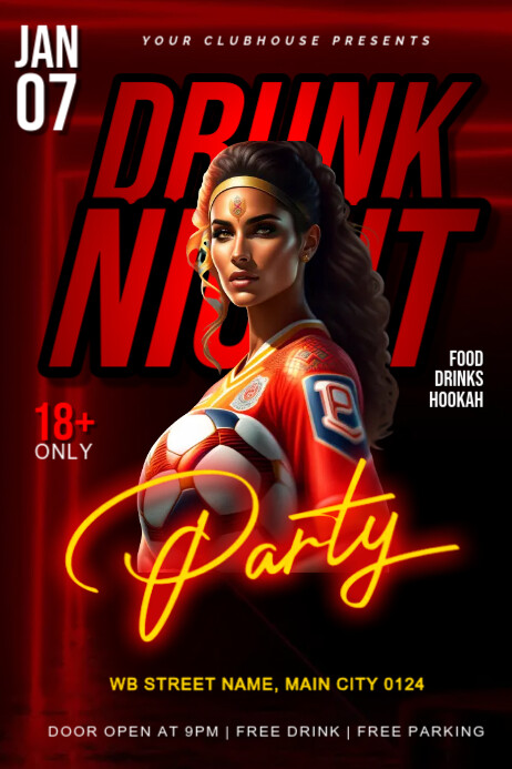 DRUNK NIGHT PARTY Template | PosterMyWall