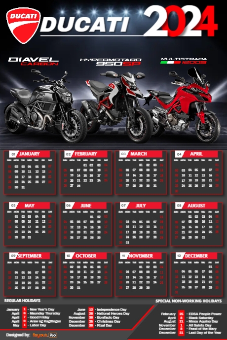 Copy of Ducati Motors Calendar | PosterMyWall